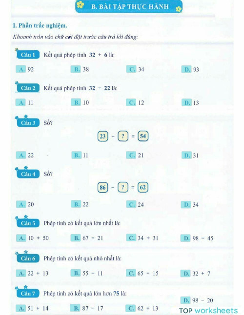 Interactive worksheets and online exercises in vietnamese | TopWorksheets