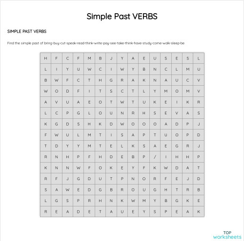 Simple Past VERBS. Interactive worksheet | TopWorksheets