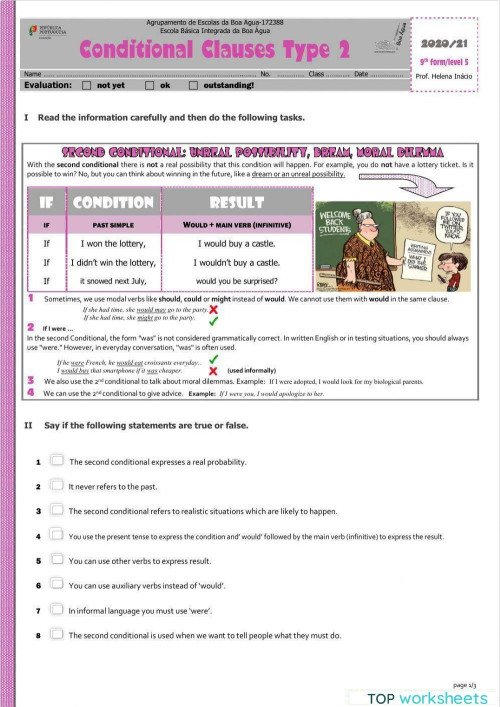 Conditional type 2. Interactive worksheet | TopWorksheets
