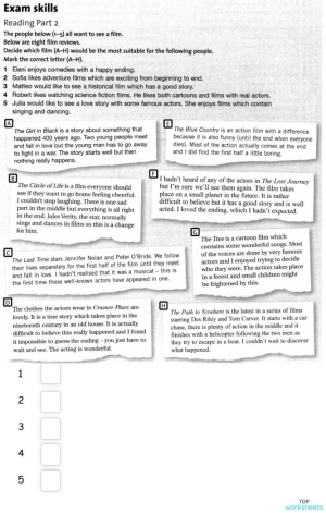 Reading skills. Interactive worksheet | TopWorksheets