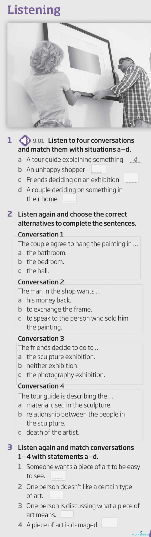 Listening (extended). Interactive worksheet | TopWorksheets