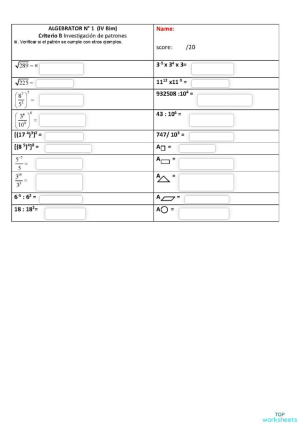 ALGEBRATOR 1 B4. Ficha interactiva | TopWorksheets