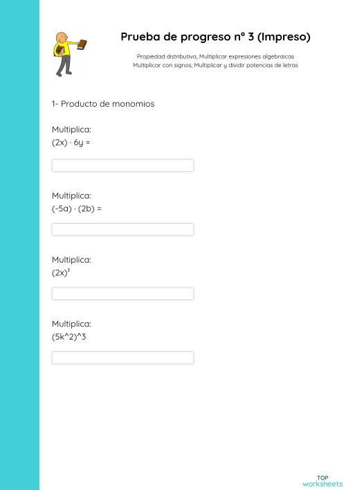 Prueba de progreso nº 3 (Impreso). Ficha interactiva | TopWorksheets
