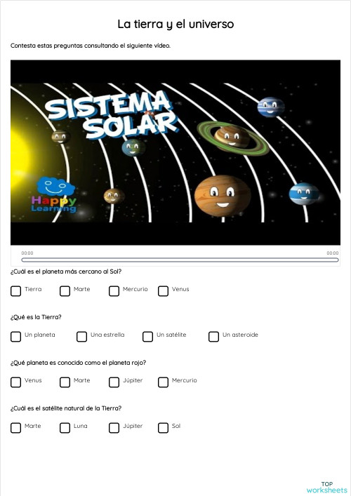 La tierra y el universo. Ficha interactiva | TopWorksheets