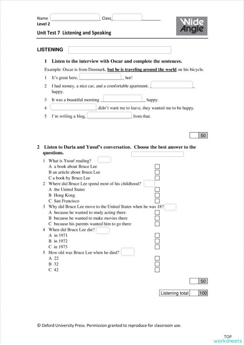 PET listening part 3. Interactive worksheet | TopWorksheets