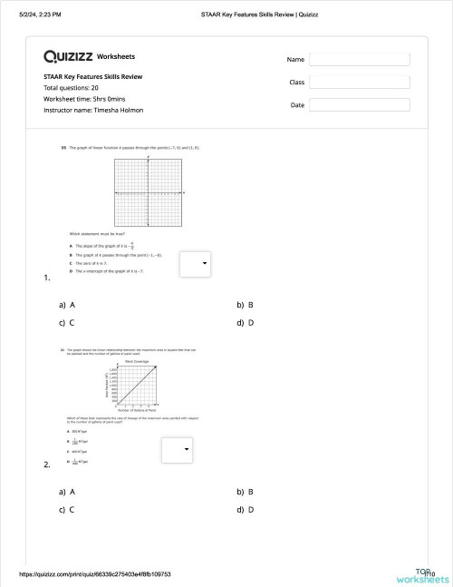 STAAR Key Features Skills Review Check. Interactive worksheet ...