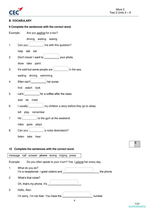 Practice Test 2. Interactive worksheet | TopWorksheets