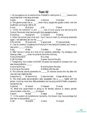 Sample test 42. Interactive worksheet | TopWorksheets