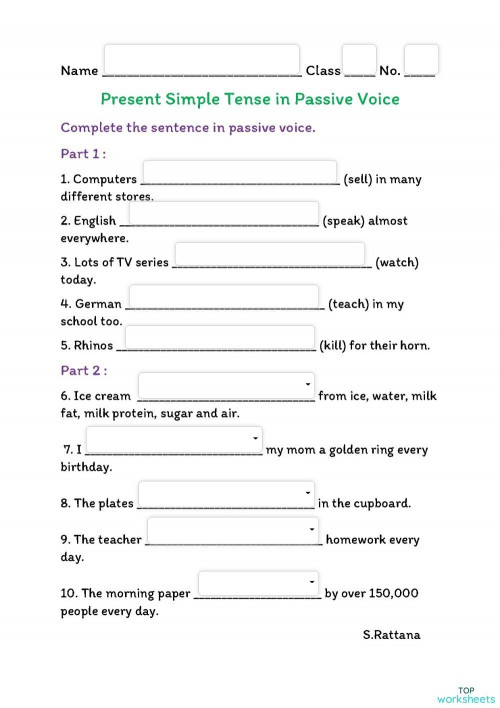 Present Simple Passive. Interactive worksheet | TopWorksheets