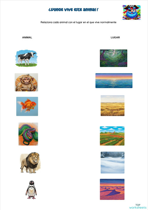 ¿Dónde vive cada animal?. Ficha interactiva | TopWorksheets
