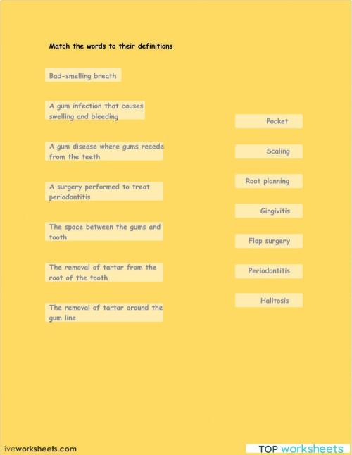 Gum disease. Interactive worksheet | TopWorksheets