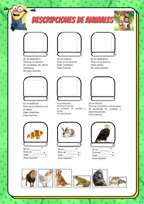 DESCRIPCIÓN DE ANIMALES. Ficha interactiva | TopWorksheets