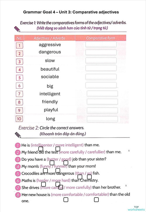 Grammar Goal 4 - Unit 3. Interactive worksheet | TopWorksheets