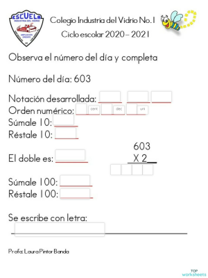 Número del día. Ficha interactiva | TopWorksheets