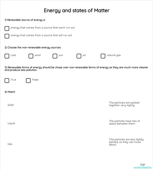 Energy (Electricity). Interactive worksheet | TopWorksheets