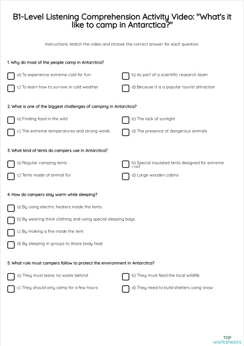 B1-Level Listening Comprehension Activity Video: "What's it like to ...