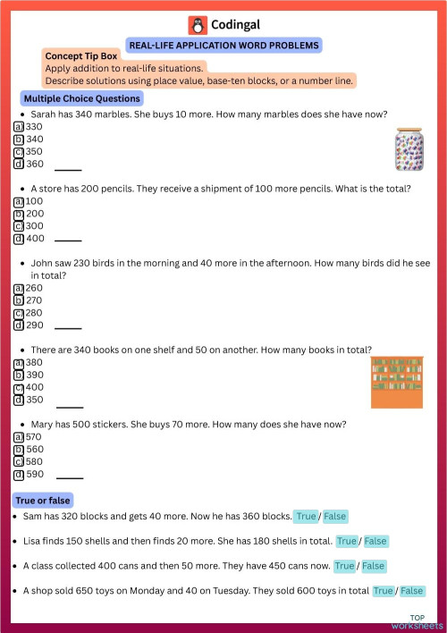 M_G03M05L09_WC02_Use_place_value_for_addition_Part_1_2. Interactive worksheet | TopWorksheets