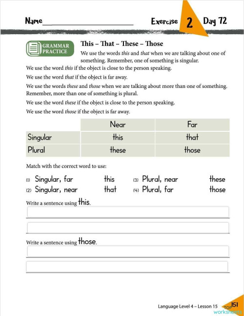 Lesson 15: Grammar Practice Pg151 Ex 2. Interactive worksheet ...