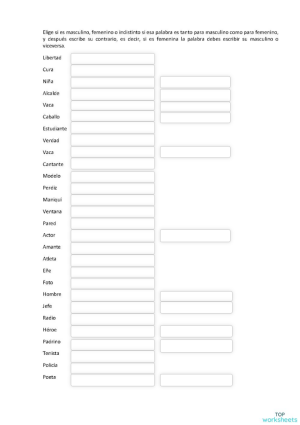 SUSTANTIVOS. Ficha interactiva | TopWorksheets