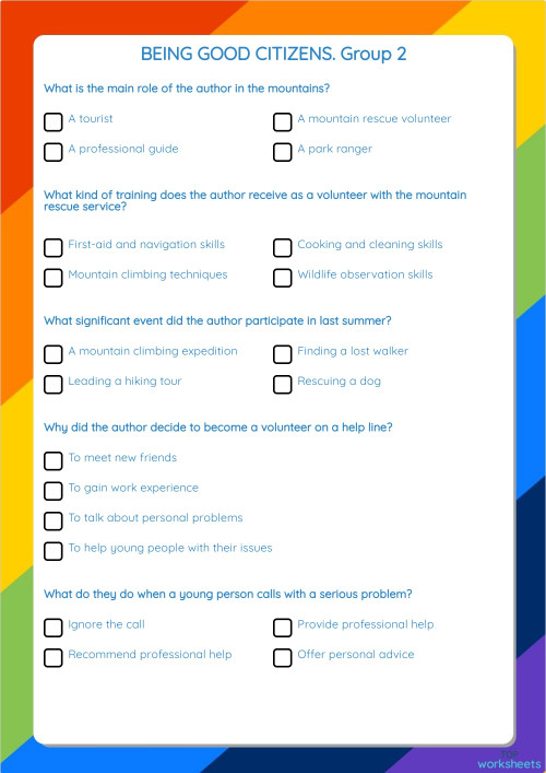 BEING GOOD CITIZENS. Group 2. Interactive worksheet | TopWorksheets