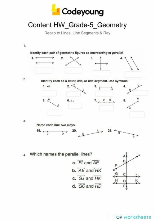 Content HW-A Recap to Lines, Line Segments & Ray (1). Interactive ...