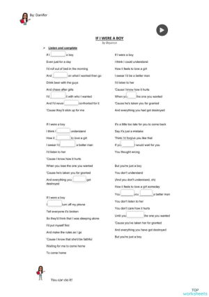 SECOND CONDITIONAL- SONG. Interactive worksheet | TopWorksheets