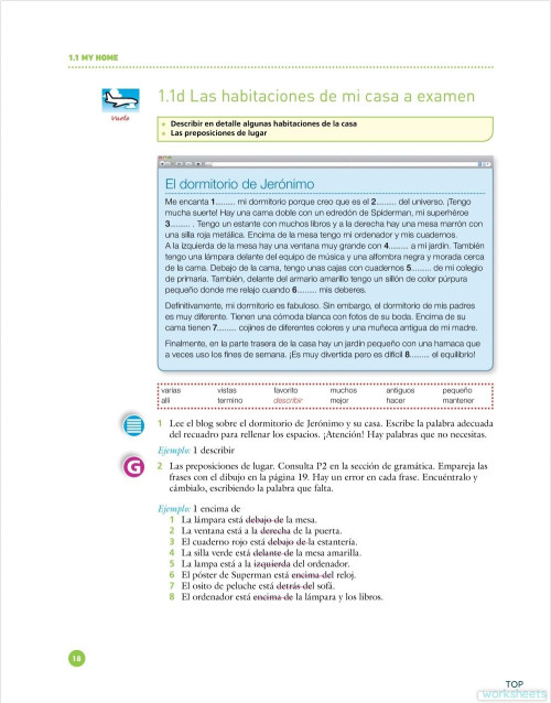 1. My home 18 Spanish Cambridge IGCSE. Ficha interactiva | TopWorksheets