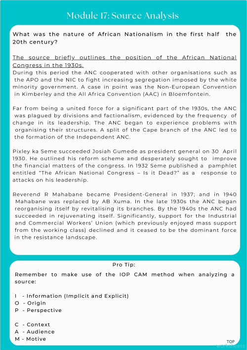 M17: The seeds of African nationalism in South Africa & Impacts of the ...