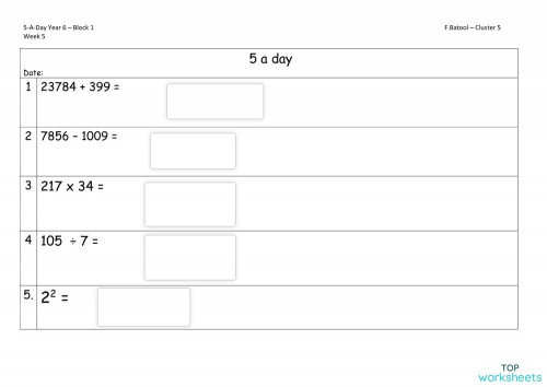 5 A-Day Week 5(1). Interactive worksheet | TopWorksheets