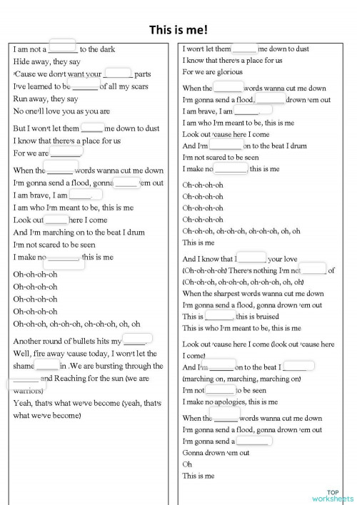 This is me - song. Interactive worksheet | TopWorksheets