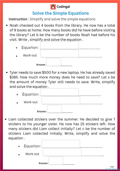 M_G06M08L33_WE01_Solving_Simple_Equations_5. Interactive worksheet ...