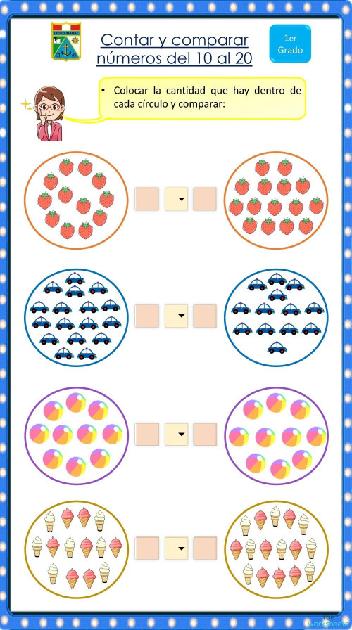 Ficha contar y comparar. Ficha interactiva | TopWorksheets