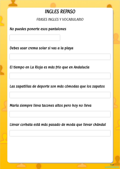 INGLES REPASO. Ficha interactiva | TopWorksheets