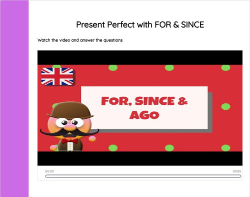 Present Perfect with FOR & SINCE. Interactive worksheet | TopWorksheets