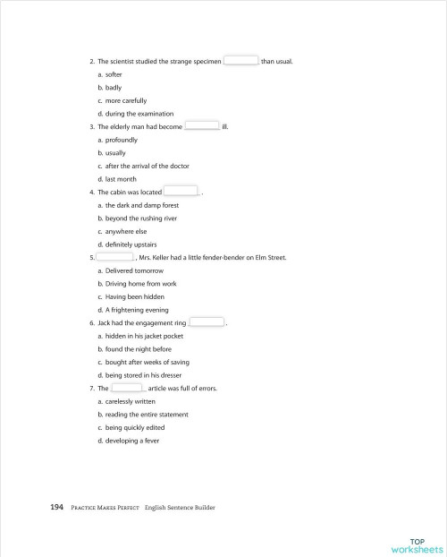 English sentence builder part 9. Interactive worksheet | TopWorksheets