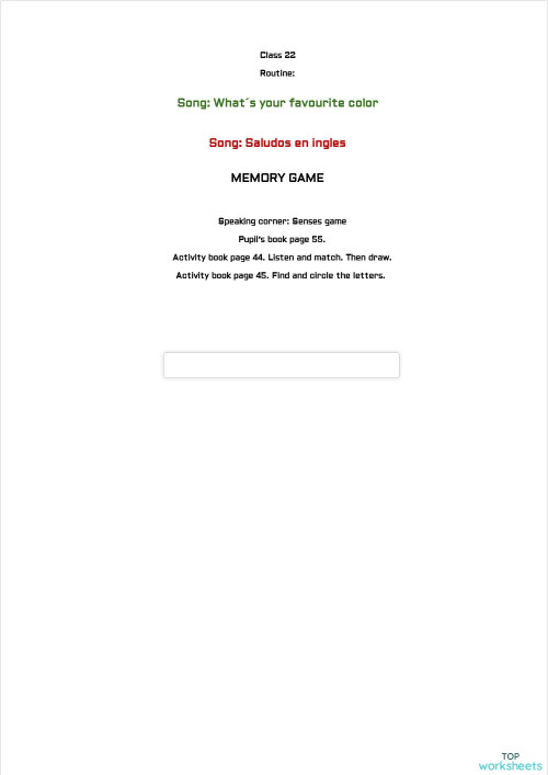 CLASS 22 ROUTINE. Interactive worksheet | TopWorksheets