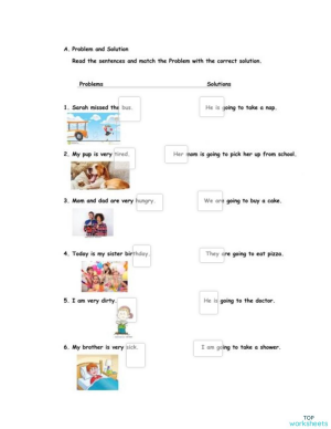 Problem and solution. Interactive worksheet | TopWorksheets