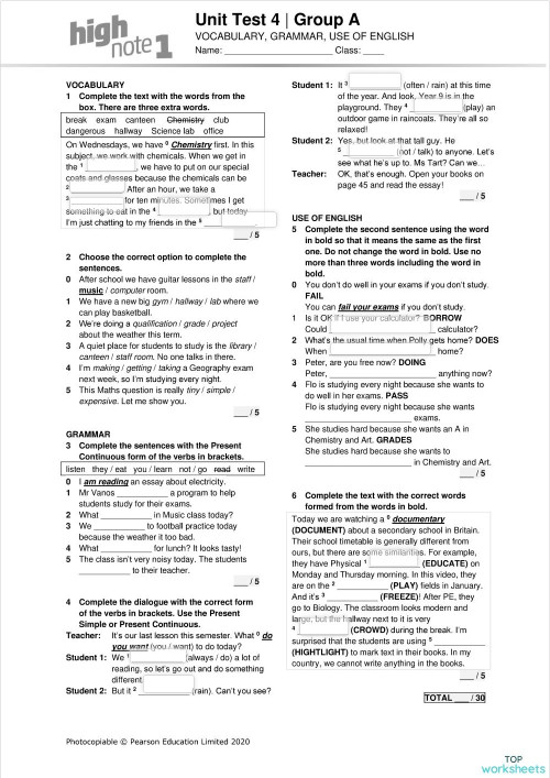 hn1 unit4 test. Interactive worksheet | TopWorksheets