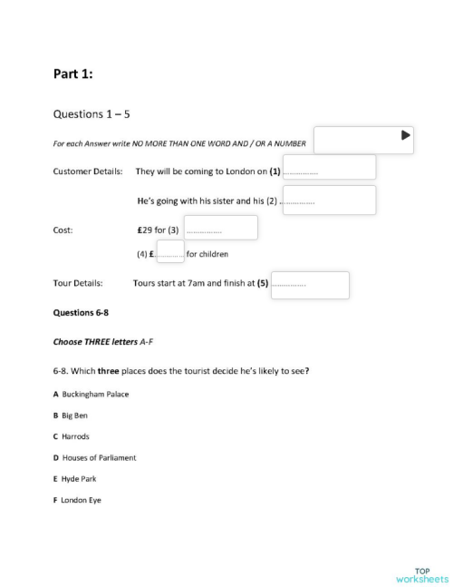 A1397- Homework listening. Interactive worksheet | TopWorksheets