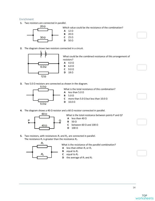 Enrichment Resistor. Interactive worksheet | TopWorksheets