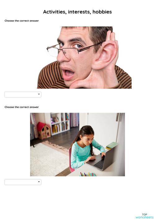 Activities, interests, hobbies. Interactive worksheet | TopWorksheets