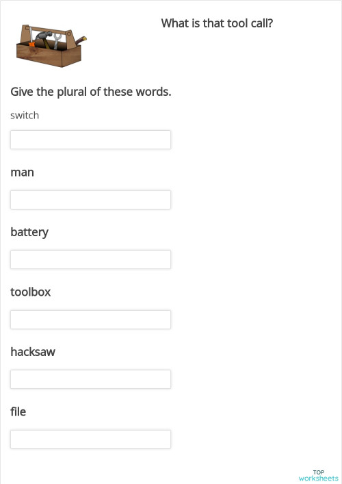 What is that tool call?. Interactive worksheet | TopWorksheets