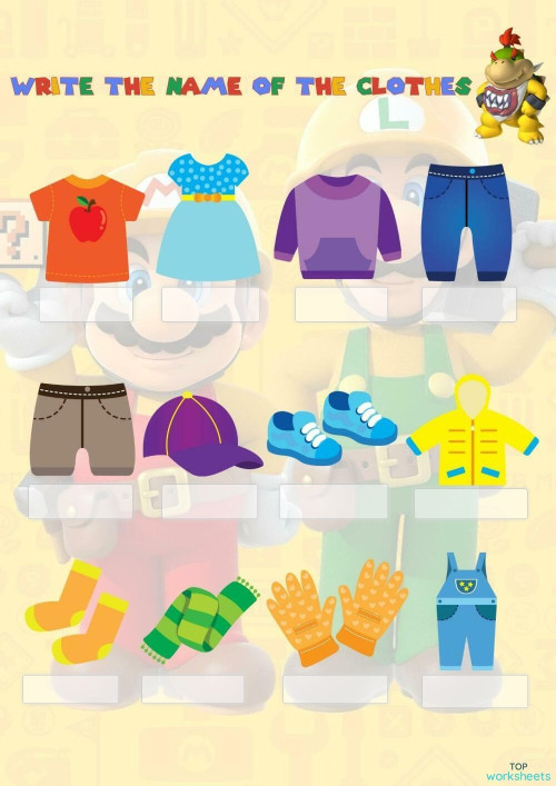 Write the name of the clothes 1. Interactive worksheet | TopWorksheets