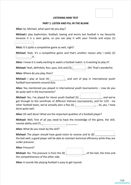 MINI TEST - UNIT 5. Interactive worksheet | TopWorksheets