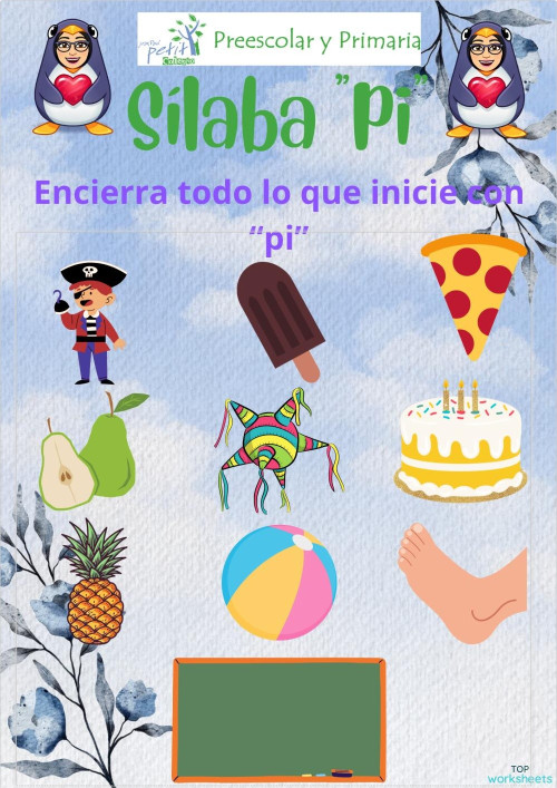 Sílaba "pi" (tarea 20/feb). Ficha interactiva | TopWorksheets