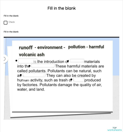 Fill in the blank. Interactive worksheet | TopWorksheets