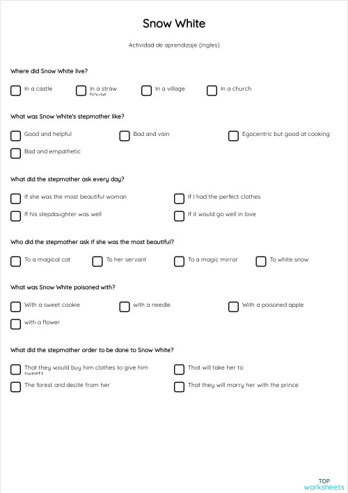 Snow White. Ficha interactiva | TopWorksheets