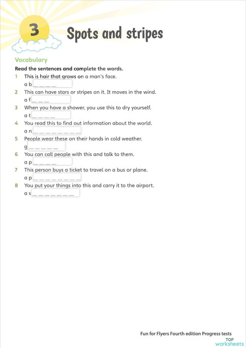 Fun for flyers: Spots and stripes! Test 3. Interactive worksheet ...