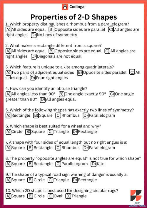 M_G05M19L55_WA01_Properties_of_Two-Dimensional_Shapes_3. Interactive worksheet | TopWorksheets