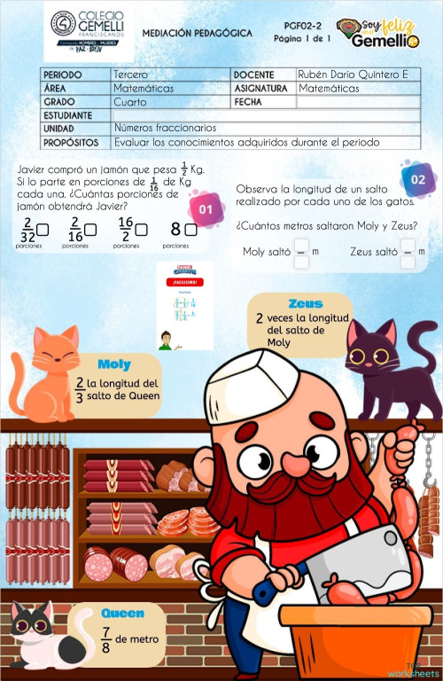 Lectura y escritura de fracciones. Ficha interactiva | TopWorksheets